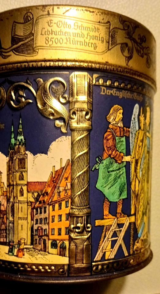 Alte Nürnberger Lebkuchendose ,Otto Schmidt , Motive von Veit Stoß ...