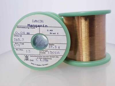59.5g x 0.04mm E MANGANIN Isabellenhütte Heusler CuMn12Ni Resistance ...