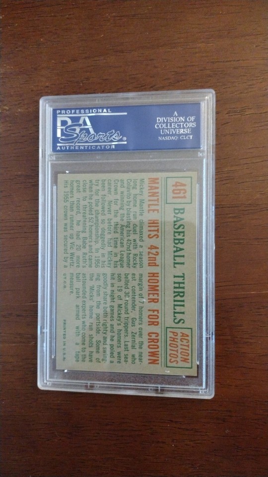 1959 TOPPS MANTLE HITS 42nd HOMER FOR CROWN # 461 PSA 7 | eBay