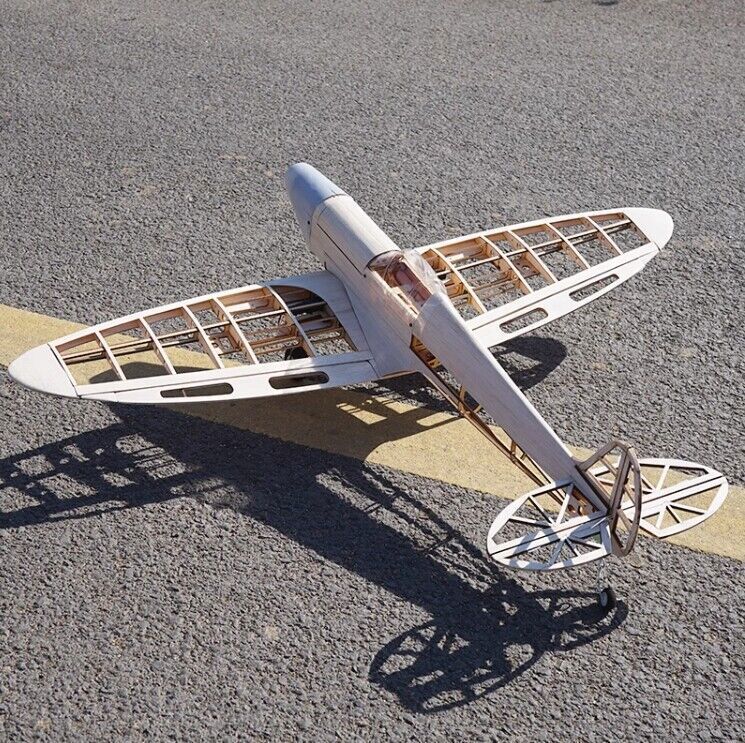 WWII British Spitfire Fighter Unassembled RC Model Balsa Wood Aircraft ...