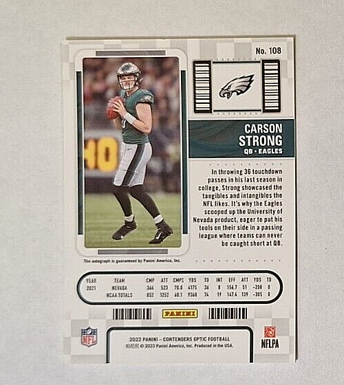 2022 Contenders Optic Rookie Ticket Signatures #108 Carson Strong Rc ...