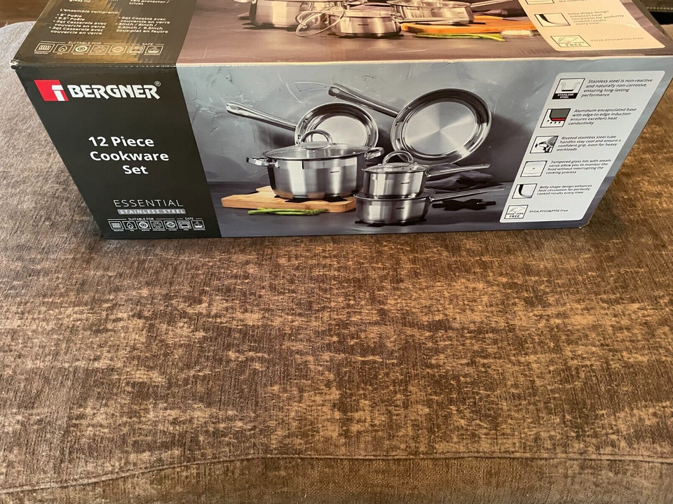 BERGNER Cookware Set Assorted 12 Piece Nonstick Stainless Steel w ...