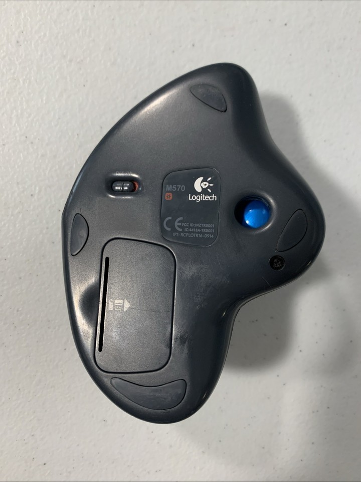 Logitech M570 Wireless Trackball Mouse Gray/Blue With Receiver Tested ...