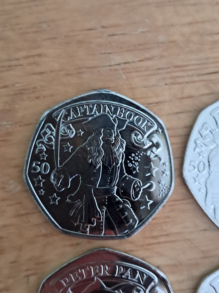 isle of man 2024 peter pan 50p coins x4 BOYS.. HOOK.. PAN... SMEE iom ...