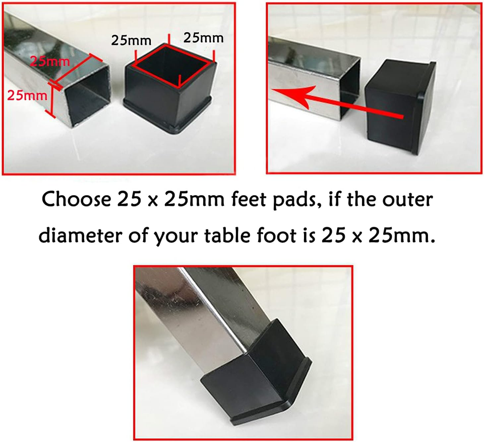1 Inch X 1 Inch Square PVC Covers Furniture Foot Table Chair Leg End ...