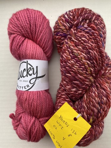 2 Hanks Plucky Knitter Bulky Wool Yarn Pink Magenta Variegated | eBay