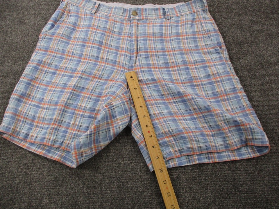 Peter Millar Pants Mens 34 Blue Plaid Linen Chino Performance Golf ...