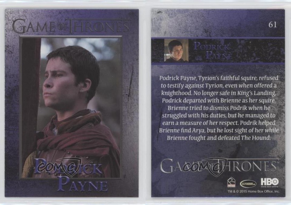 2015 Rittenhouse Game of Thrones Season 4 Podrick Payne #61 g7i | eBay
