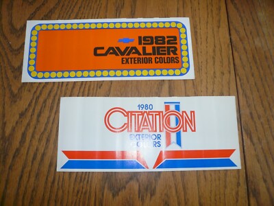 Chevy 1980 Citation 1982 Cavalier Factory Color Chip Paint Samples ...