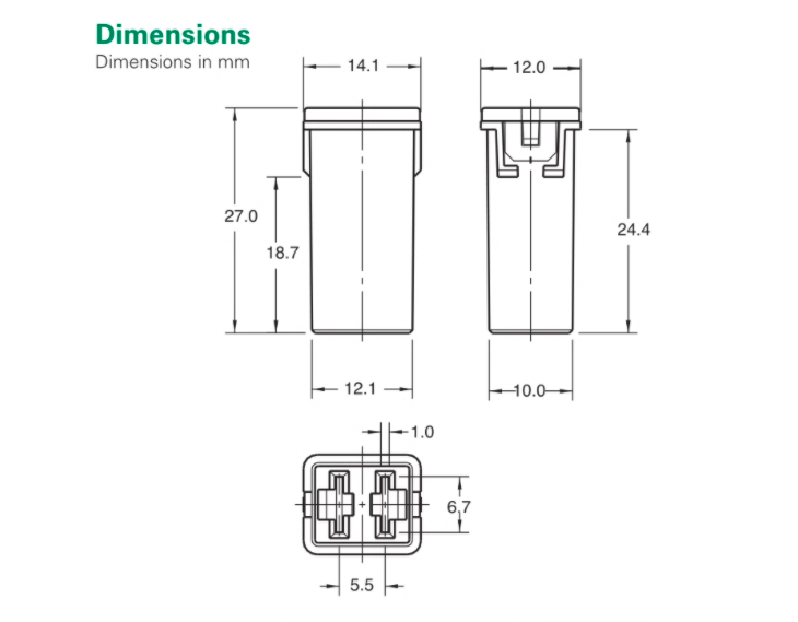 10pcs ORIGINAL Littelfuse 0495050 ( 50A ) 32Vdc 495 JCASE Cartridge ...