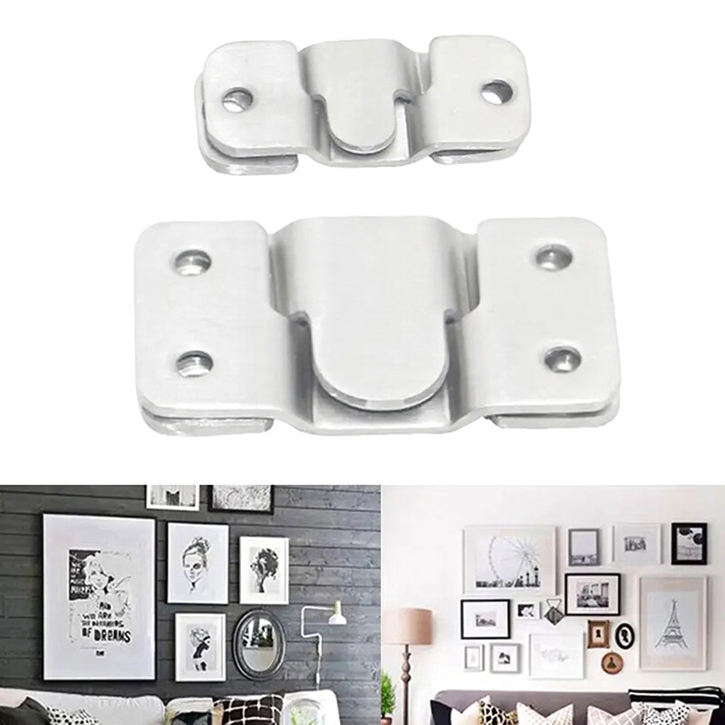 2PCS Heavy Duty Picture Frame Hooks Wall Hanger Steel Interlock Bracket ...