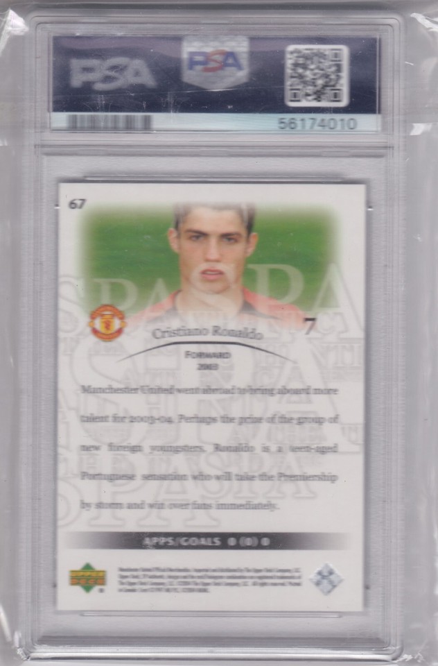 2004 SP Authentic Manchester United #67 Cristiano Ronaldo RC Base PSA 9 ...