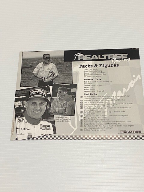 Vintage 1998 Dave Marcis Nascar Postcard / Handout | eBay