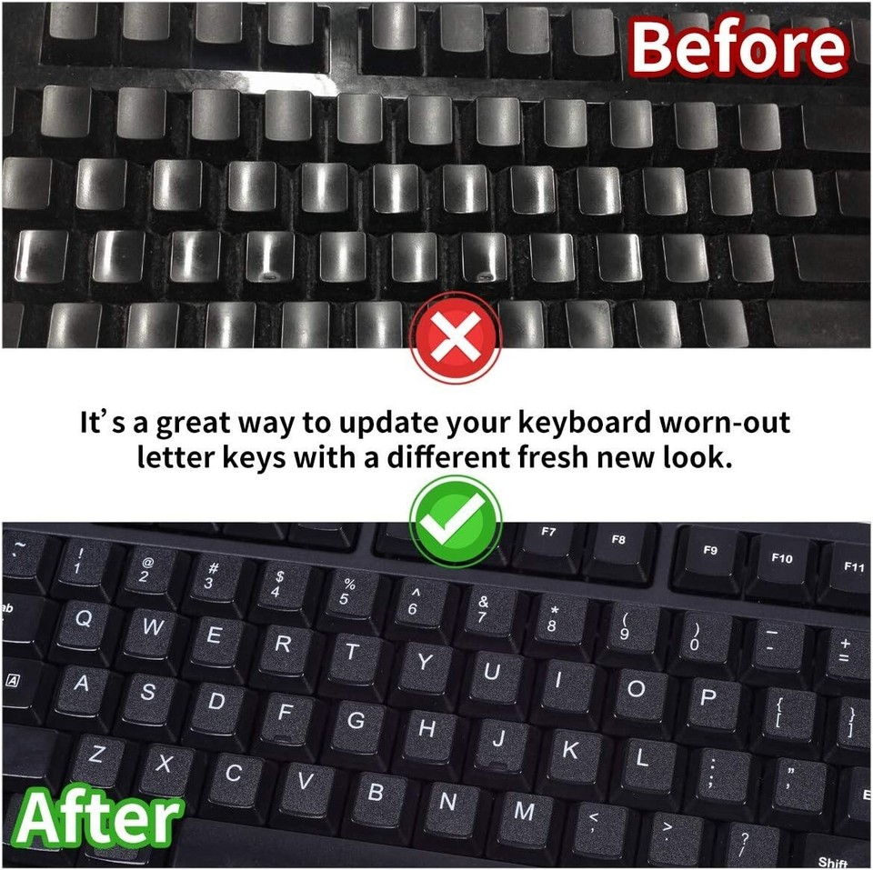 "2PCS English Keyboard Stickers Replacement Letters, Full Size Big ...