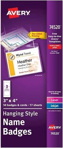 Hanging Style Name Badges 3x4in White Landscape 50/BX - 1EA | eBay