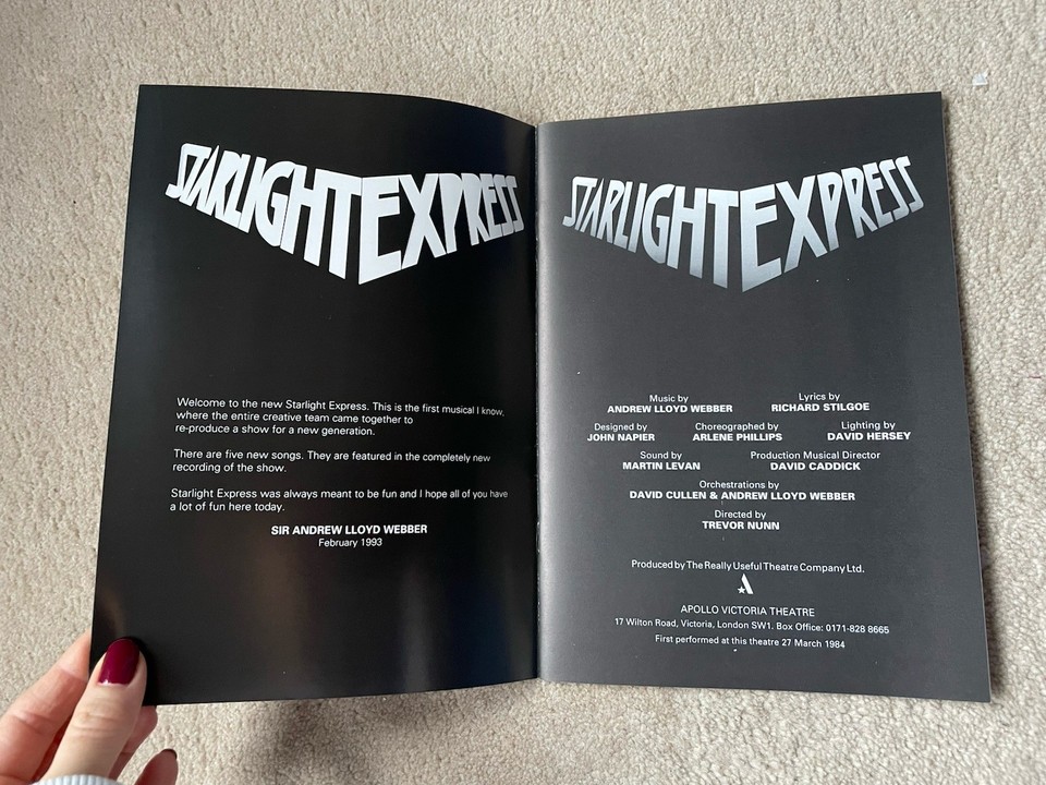 Starlight Express Musical Theatre Programme Apollo Victoria Theatre ...