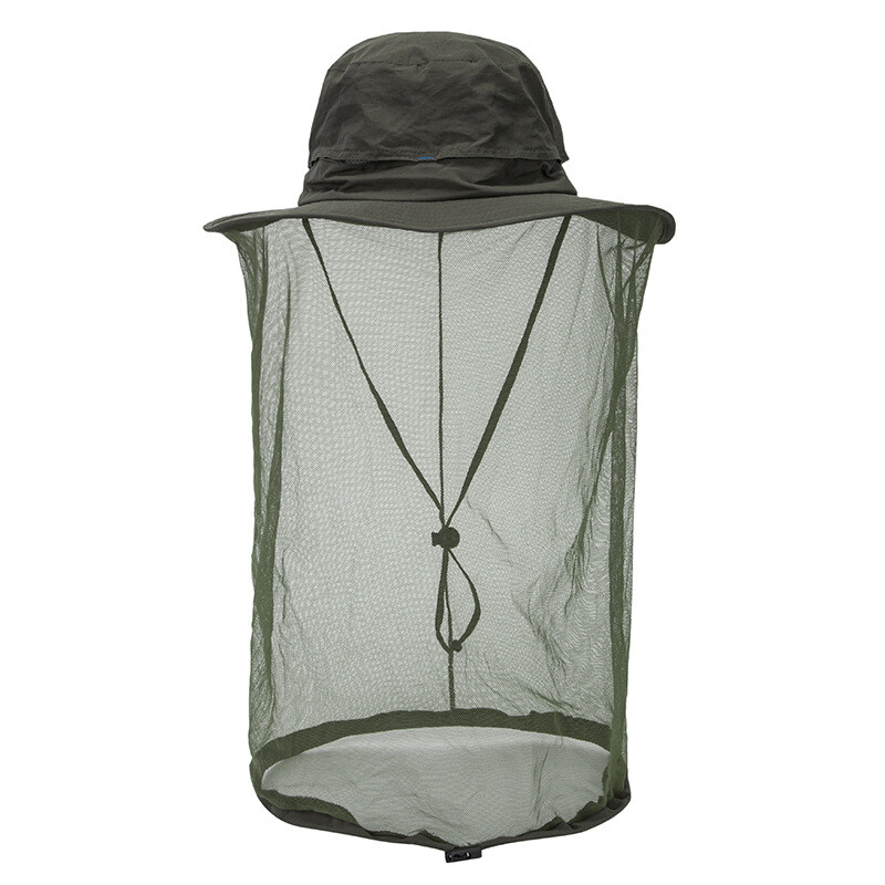 Men Mosquito Head Net Hat Bugs Netting Protection Boonie Bucket Sun Hat ...