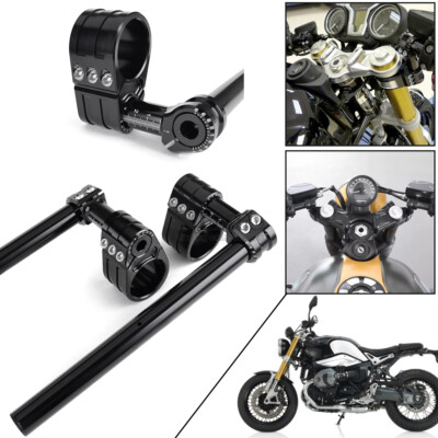 43mm CNC Risers Adjustable Clip-On Handlebar For BMW R NINE T Pure 2014 ...