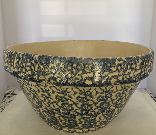 VTG Robinson Ransbottom Blue Mixing Bowl 14”Sponge Ware Roseville Ohio ...