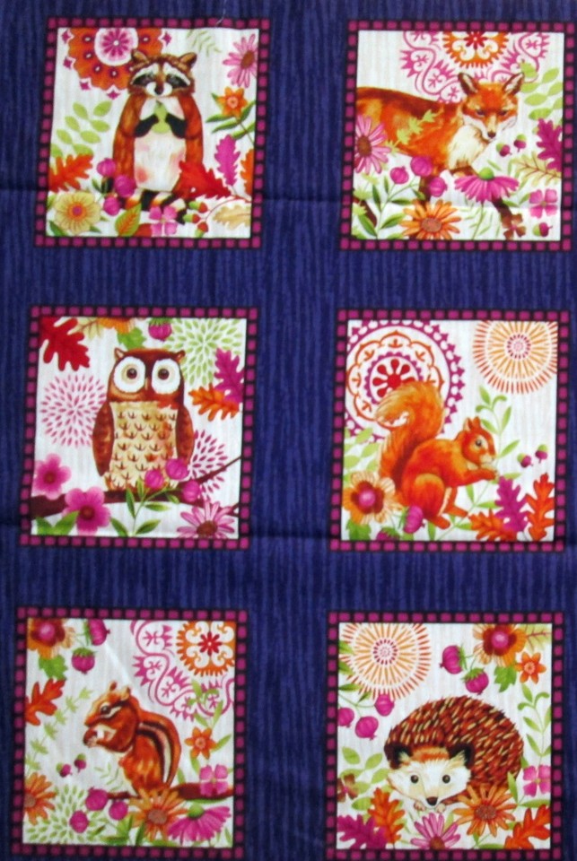 1 Colorful "Enchanted Forest" Cotton Fabric Quilting/Wallhanging Panel ...