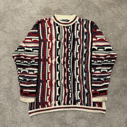 Vintage Red White & Blue COOGI Down Under Blue Sweater 90s Biggie Size ...