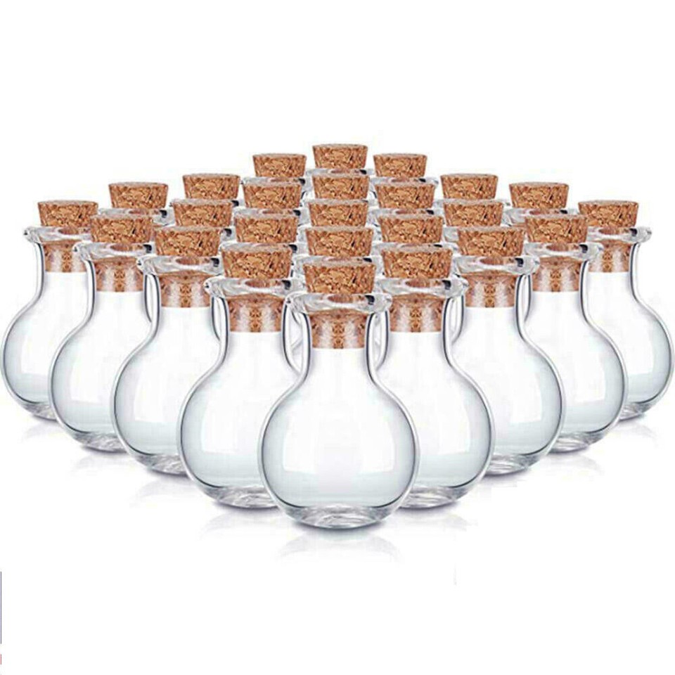 20-400PC Small Mini Glass Bottles with Wooden Cork Tiny Wishing Vials ...