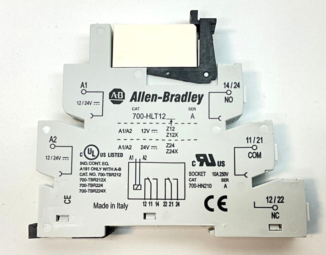 700-HLT12 Allen Bradley Ser. A Terminal Block Relay, 24VDC w/700-TBR224 ...