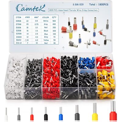 1800pcs Wire Ferrules Terminals Kit | Camtek Ferrule Crimping Kit ...