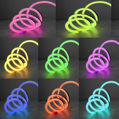 220V RGB LED Neon Rope Lights Commercial Flex DIY Sign Decor Dimmable ...