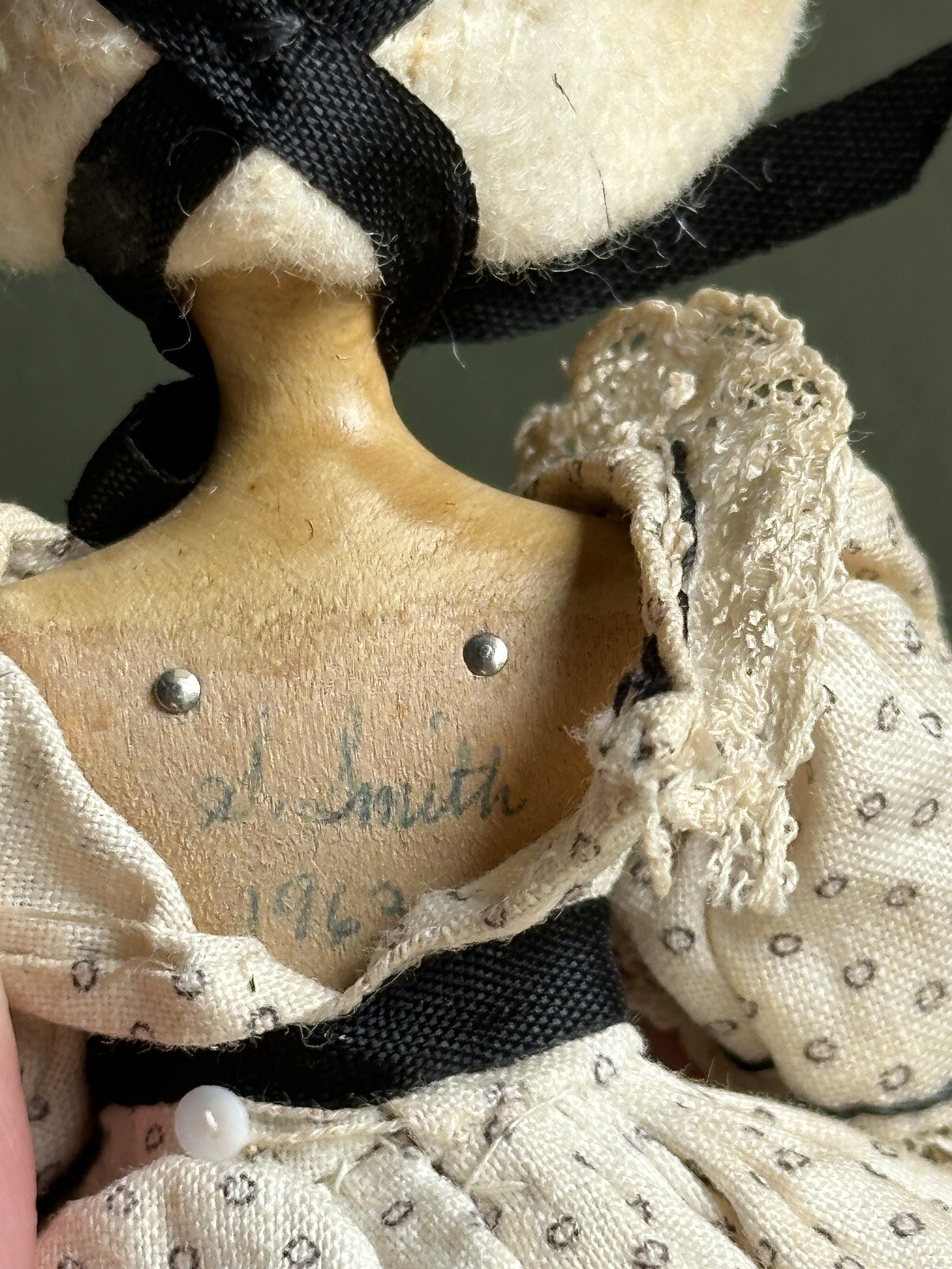 Vintage 6.5” Carved Wood Jointed Doll with Tuck Comb by Artist Sherman ...