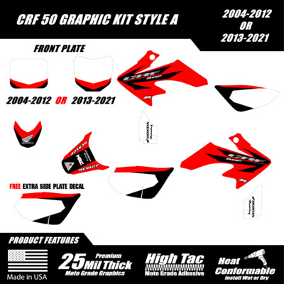 CRF50 Graphic Kit Red Style A 2004-2022 Premium 25 mil thick FREE ...