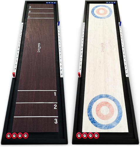 Premium 2-in-1 Shuffleboard & Curling Table - 4ft Solid Wood Game ...