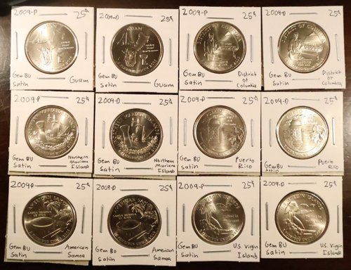 2009 Philadelphia & Denver Mint Satin Finish US Territory Quarter Coins ...