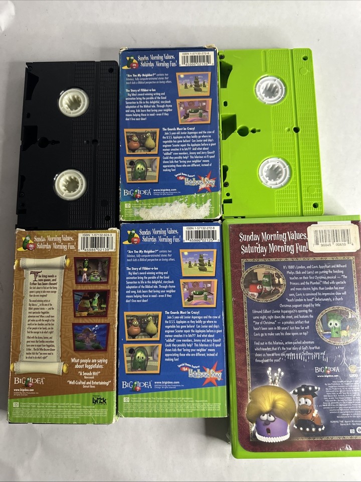 Veggie Tales VHS Lot of 6 tapes Videos VBS Religious Dave, Esther, Lyle ...