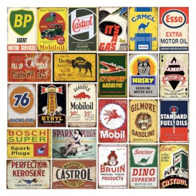 24 Pieces Gas and Oil Tin Signs, Retro Vintage Metal Sign for Home Man ...