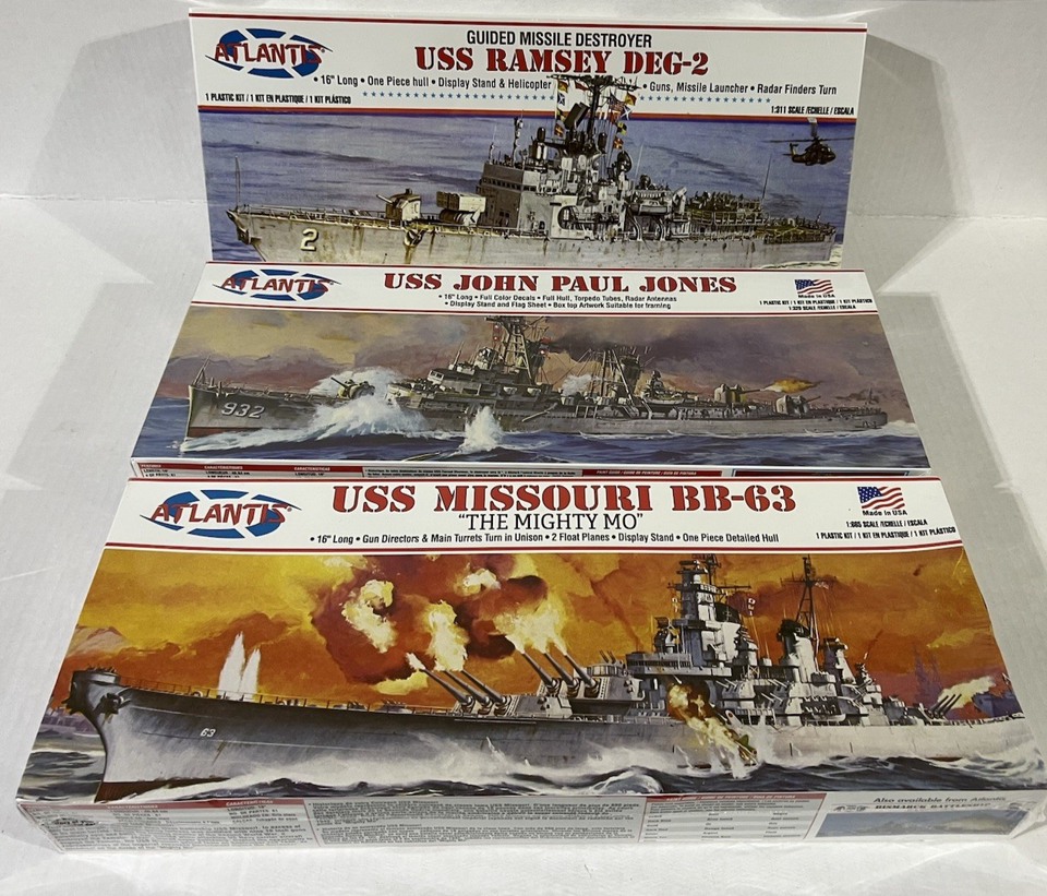 3 Atlantis Model Kit USS John Paul Jones Ramsey Missouri 1:320 SEALED ...