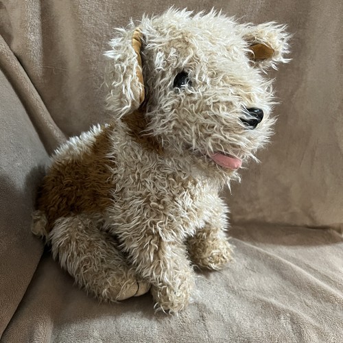 VINTAGE 1992 TY Toffee Puppy Dog 16" Plush Tan Brown Spots Pink Tongue ...