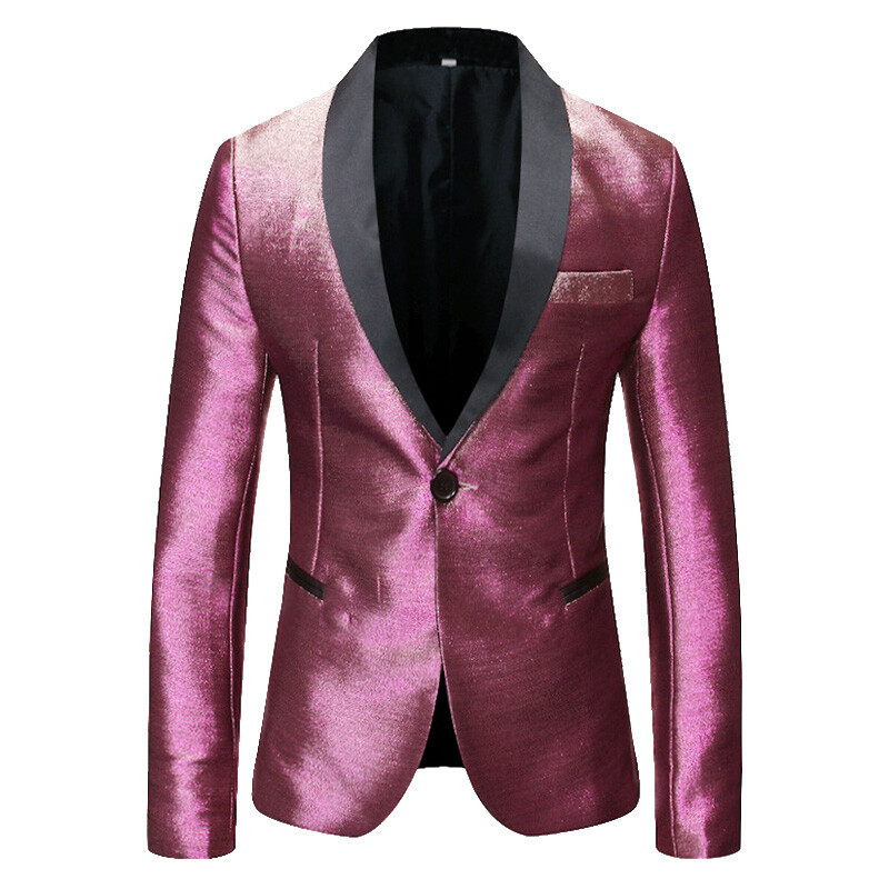 Men Shiny Suit Blazer Fancy Dress Jacket Coat Tops Showman Party ...