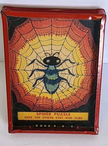 Vintage / Antique Kids Toy Games Spider Puzzle "Give The Spider Flies ...