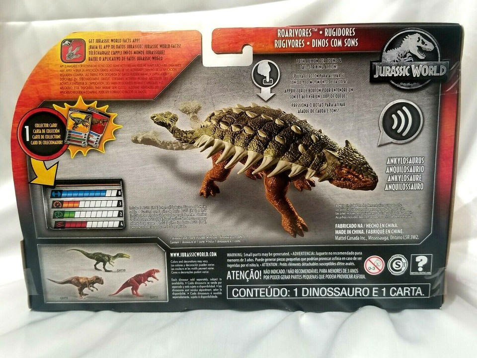 Jurassic World Fallen Kingdom Dino Rivals Ankylosaurus Roarivore Mattel ...