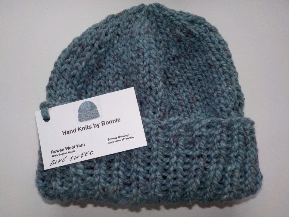 Hand Knit - Rowan 100% Wool Tweeds + - Hat/Watch Cap/Beanie - 2 sizes 9 ...