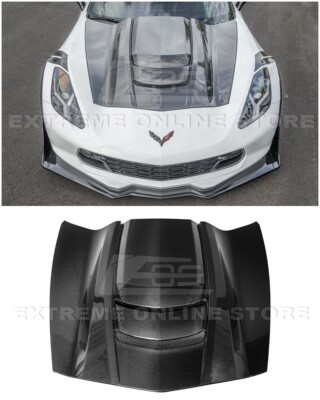 For 14-19 Corvette C7 | ZR1 CARBON FIBER Cowl Vented Extractor Front ...