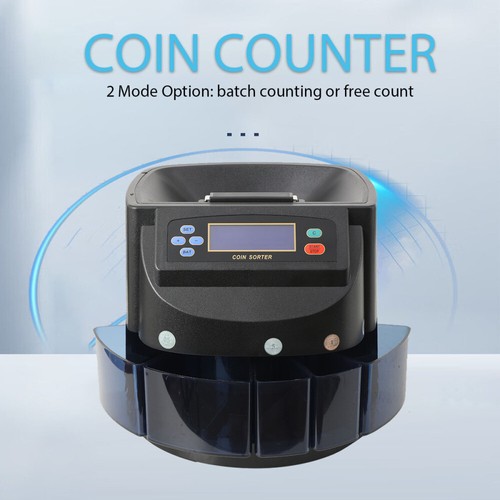 USD Coin Counter Machine LCD Display Coin Sorter Wrapper Machine + 5x ...