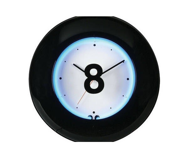 CHH 19 Large 8 Ball Blue Neon Clock Wall Billiard Sports 704551181644 ...