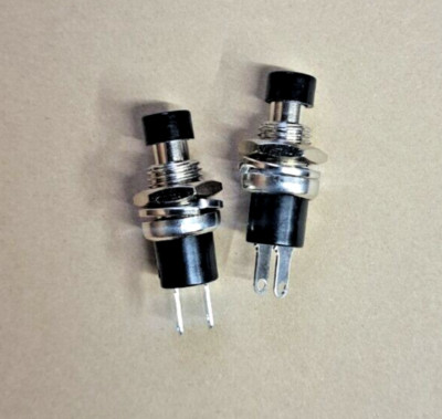 (2) - SPST Micro Momentary Push Button Switch - Normally Open - Black ...