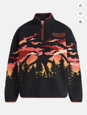 Netflix Stranger Things Men's & Big Men's Faux Shearling Quarter-Zip ...