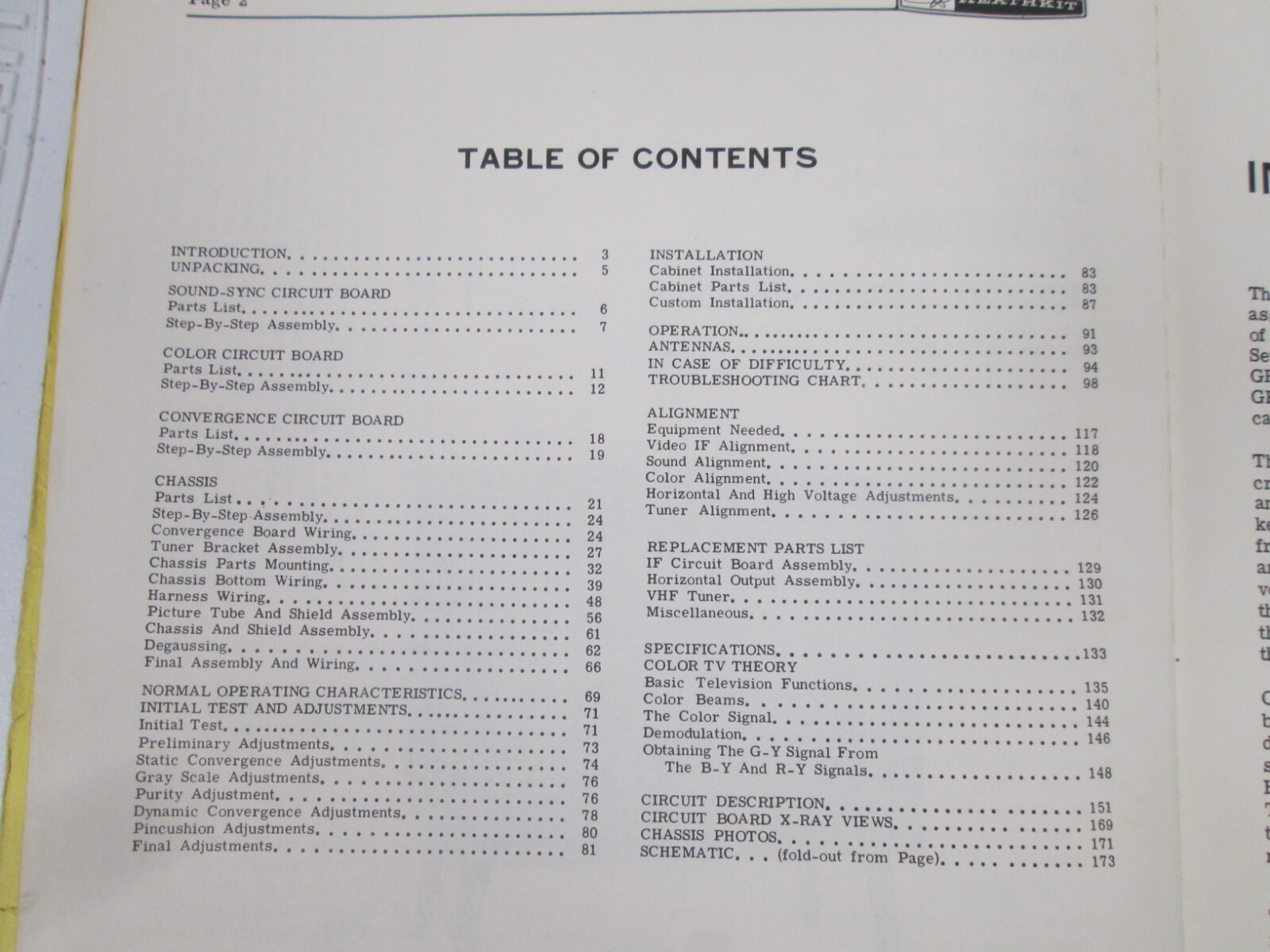 Heathkit Assembly Manual Color Television Set Model Gr-180 for sale ...