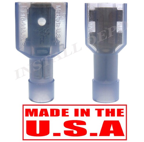 (100) Blue 16-14 Gauge Male & Female Quick Disconnects Spade Wire ...