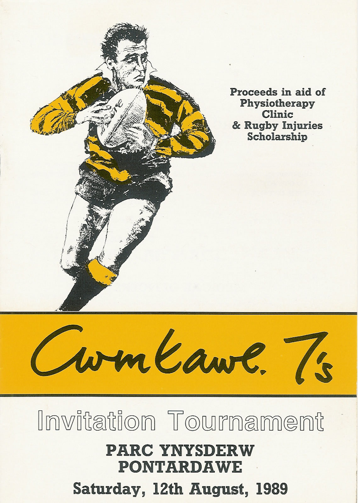CWMTAWE RUGBY SEVENS PROG 12 Aug 1989 Vardre Reading Loughor Brynaman ...