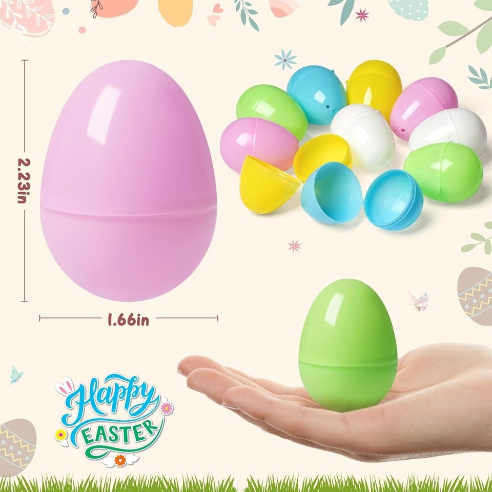 50 PCS Plastic Easter Eggs Bulk Empty Fillable, 2.4" Assorted Pastel ...